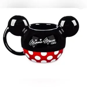 Disney | Dining | Disney Minnie Mouse Xoxo Ceramic 3d Ears Red Polka ...